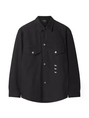 Maison Kitsuné Fox-embroidered Cotton Shirt Jacket - Black