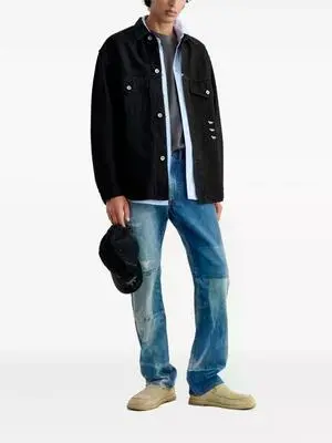 Maison Kitsuné Fox-embroidered Cotton Shirt Jacket - Black