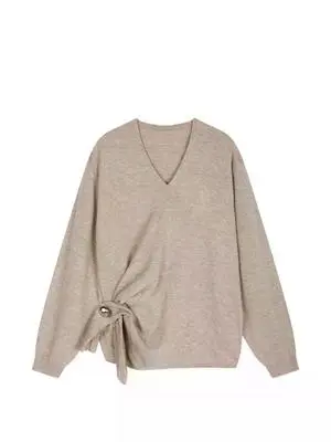 JNBY Knot-detail V-neck Sweater - Neutrals