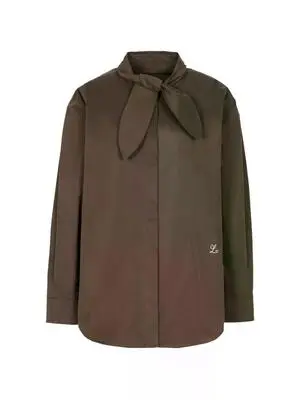 LESS Tie-neck Oversized Shirt - Brown