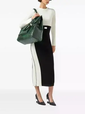 Gcds Ribbed-knit Colour-block Midi Dress