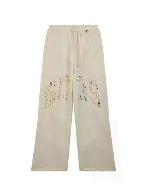 Gcds Logo-perforated Laser-cut Track Pants - Neutrals