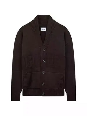 Gcds Logo-embossed Shawl-collar Cardigan - Brown
