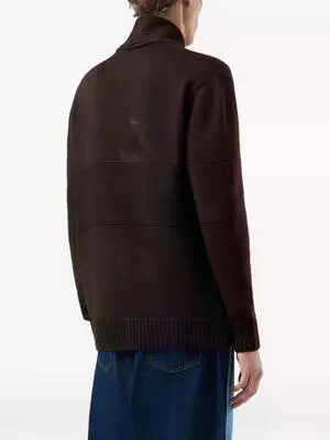 Gcds Logo-embossed Shawl-collar Cardigan - Brown