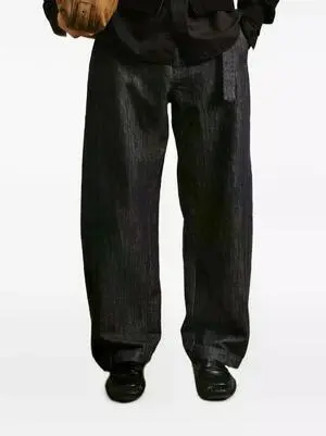 CROQUIS Belted Wide-leg Trousers - Blue