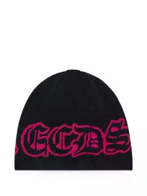 Gcds Gothic Logo-intarsia Beanie Hat - Black