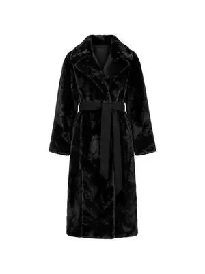 KAOS Belted Fur Coat - Black