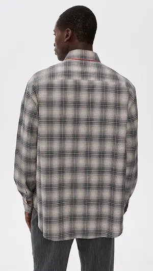 Marni Checked Poplin Shirt With Contrast Piping - Walnut
