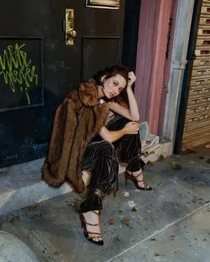 Steve Madden Kindra Coat Long Sleeve Faux Fur Jackets & Coats