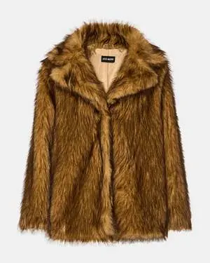Steve Madden Kindra Coat Long Sleeve Faux Fur Jackets & Coats