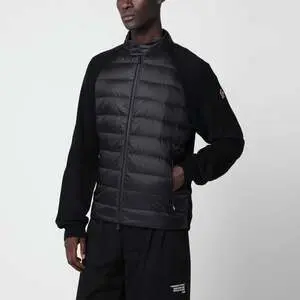 Moncler Padded Zip-up Cardigan In Wool Blend - Black
