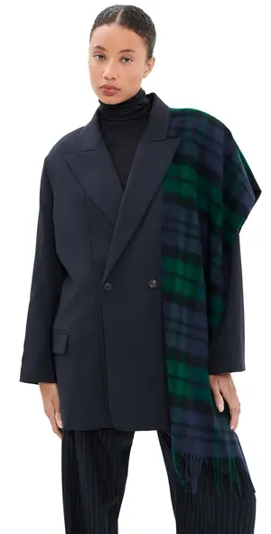 FRENKEN Crushed Scarf Blazer - Navy