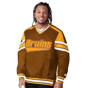 STARTER Boston Bruins Reliever V-neck Pullover Jacket - Black