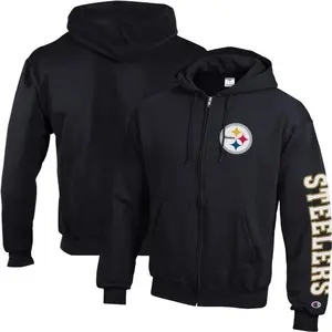 Champion Pittsburgh Steelers Powerblend Fleece Full-zip Hoodie - Black