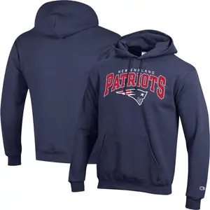 Champion New England Patriots Powerblend Arch Over Logo Hoodie - Navy
