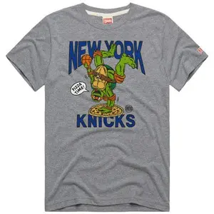 HOMAGE New York Knicks X Teenage Mutant Ninja Turtles Michelangelo Tri-blend T-shirt - Gray