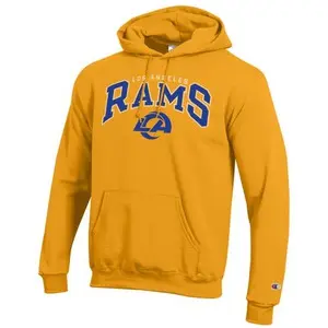Champion Los Angeles Rams Classic Sol Powerblend Arch Over Logo Hoodie - Gold