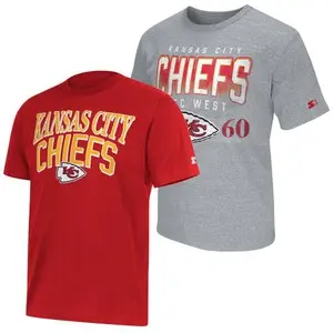 STARTER Heather Gray Kansas City Chiefs Two-pack Logo T-shirt Set - Red
