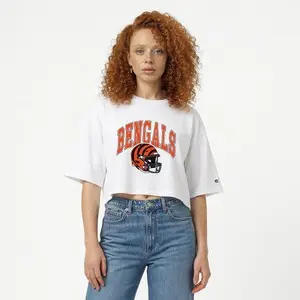 Champion Cincinnati Bengals Boyfriend Cropped T-shirt - White