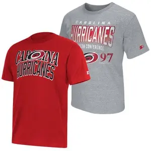 STARTER Heather Gray Carolina Hurricanes Two-pack T-shirt Set - Red