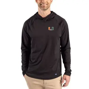Cutter & Buck Miami Hurricanes Prospect Recycled Featherlight Stretch Hoodie - Black