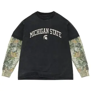 USCAPE APPAREL Camo Michigan State Spartans Back Bay Twofer Heavyweight Long Sleeve T-shirt - Black