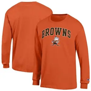 Champion Cleveland Browns Arch Over Logo Long Sleeve T-shirt - Orange