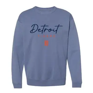 SOFT AS A GRAPE Detroit Tigers Pigment Dye Crewneck Sweatshirt - Blue