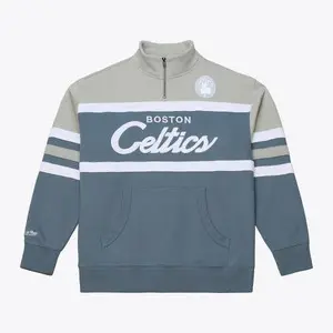 Mitchell & Ness Boston Celtics Thunderstorm Head Coach Quarter-zip Jacket - Blue