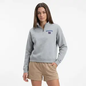 Champion New York Giants Powerblend Quarter-zip Sweatshirt - Heather Gray