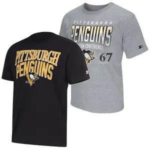 STARTER Heather Gray Pittsburgh Penguins Two-pack T-shirt Set - Black