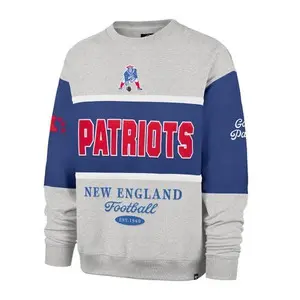 '47 Heather Gray New England Patriots Blockfield Maximalist Sweatshirt