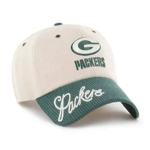 '47 Green Green Bay Packers Rope Script Clean Up Adjustable Hat - Natural