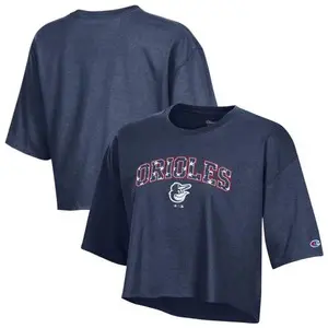 Champion Baltimore Orioles Boyfriend Cropped Americana T-shirt - Navy