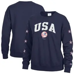 Champion New York Yankees Americana Fleece Crewneck Sweatshirt - Navy