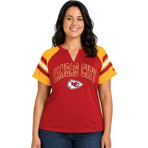 STARTER Kansas City Chiefs Game On Notch Neck Raglan T-shirt - Red
