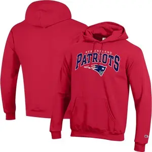 Champion New England Patriots Powerblend Arch Over Logo Hoodie - Red