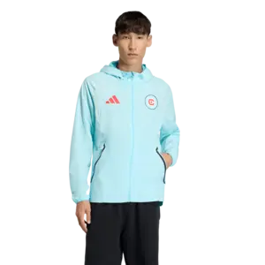 Adidas Chicago Fire Tiro Travel Full-zip Hooded Windbreaker - Light Blue