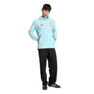 Adidas Chicago Fire Tiro Travel Full-zip Hooded Windbreaker - Light Blue