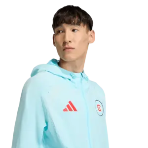 Adidas Chicago Fire Tiro Travel Full-zip Hooded Windbreaker - Light Blue