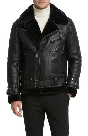 Gorski Genuine Shearling Moto Zip Jacket