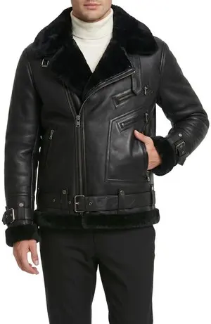 Gorski Genuine Shearling Moto Zip Jacket