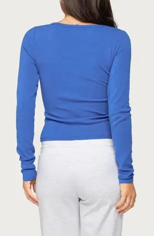 EDIKTED Doron V-neck Stretch Cotton Blend Top