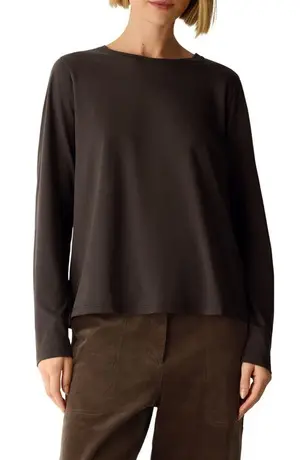 Eileen Fisher Organic Cotton Crewneck T-shirt - Coffee