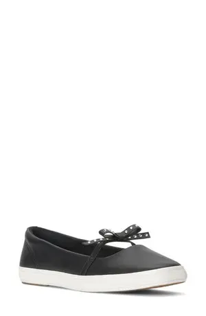 Keds® Leather Square Toe Flat - Black