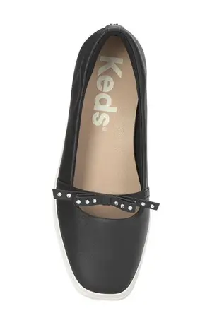 Keds® Leather Square Toe Flat
