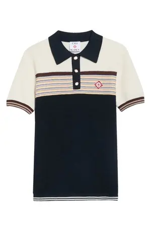 Casablanca Café Stripe Cotton & Wool Polo - Multi
