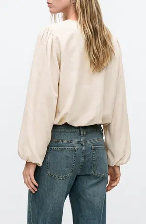 Mango Chiffon Bow Blouse