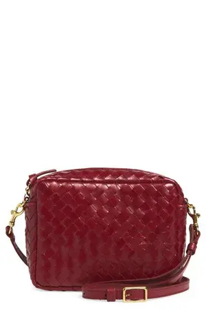 Clare V. Midi Sac Woven Leather Crossbody Bag - Garnet