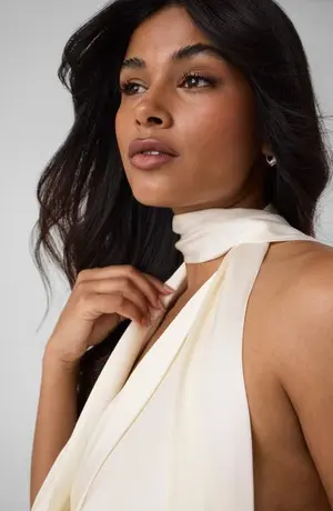 Guess Scarf Neck Silk Blend Satin Top